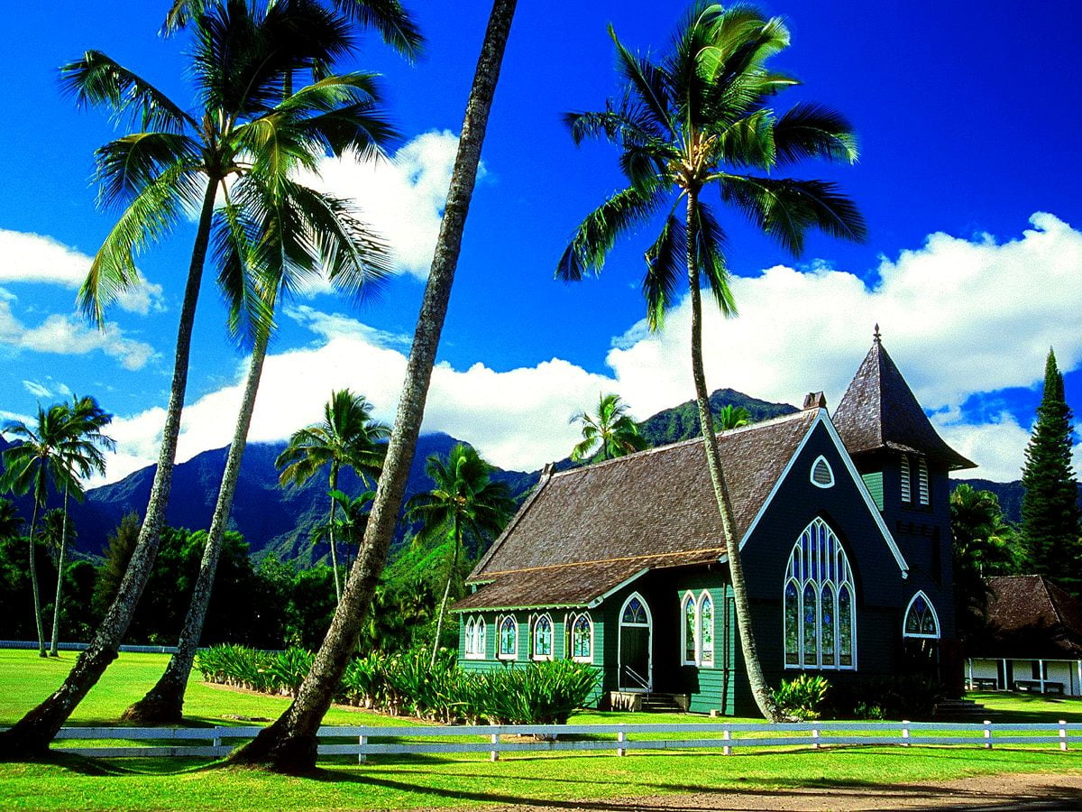 Tapeta na telefon Hawaje, Kościół Wai'oli Hui'ia, Hanalei | Pobierz ...